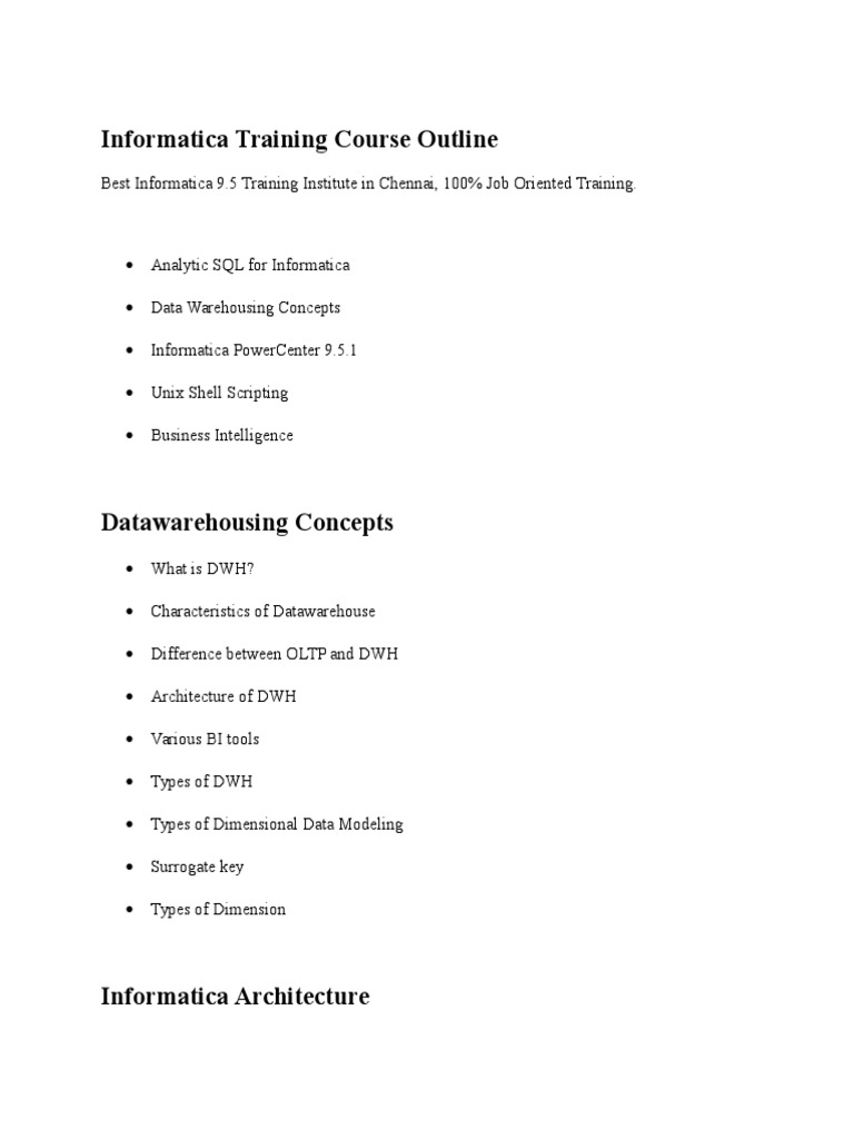 Informatica Unix Training Course Outline Pdf Command Line Interface Sql