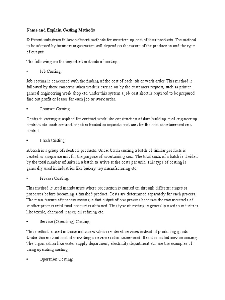 Name and Explain Costing Methods | PDF | Demand | Prices