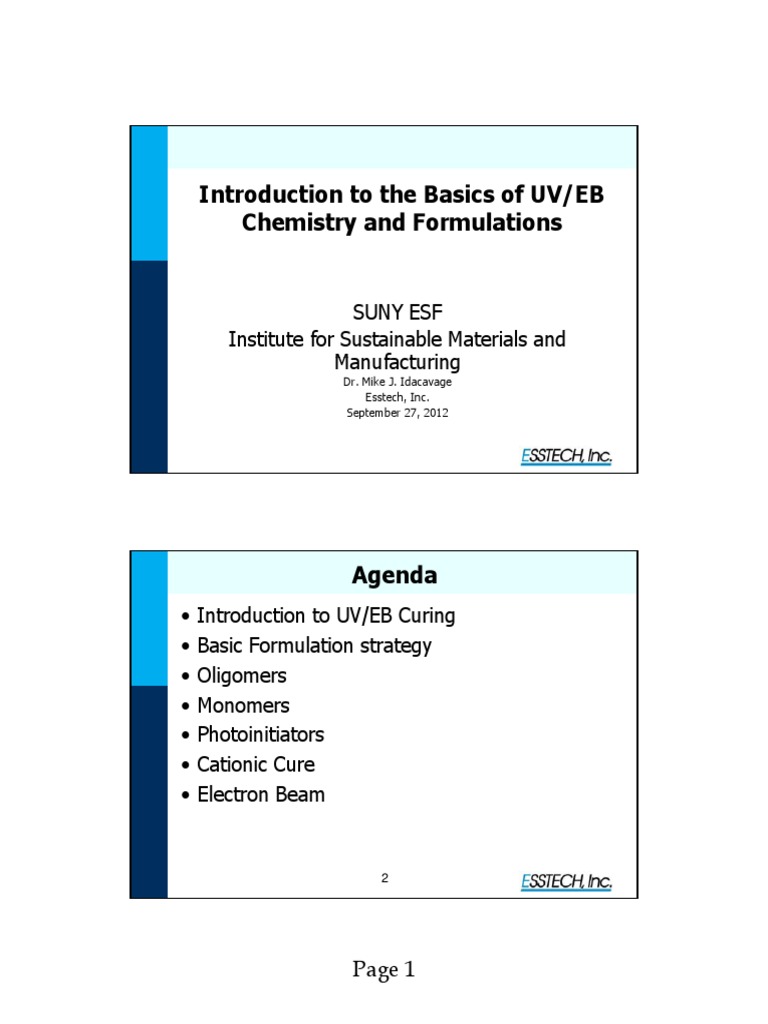Introduction To The Basics of UV/EB Chemistry and Formulations | PDF ...