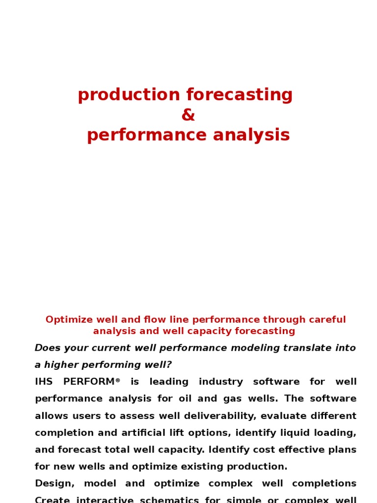 Production Forecasting & Performance Analysis | PDF | Petroleum ...