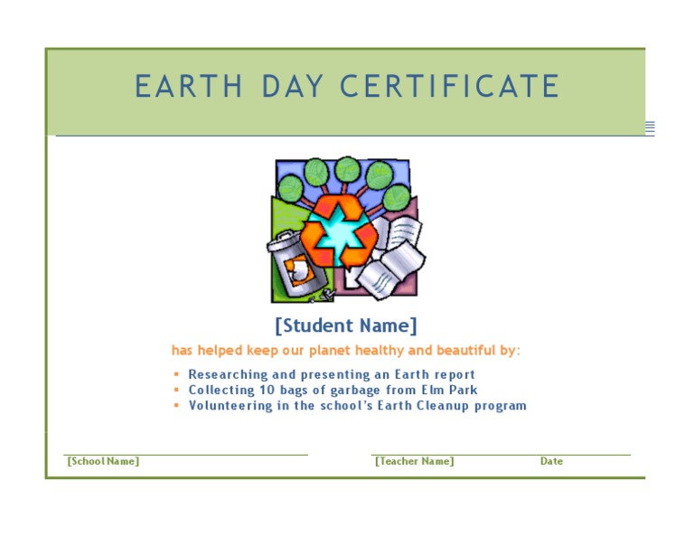 Earth Day Certificate | PDF