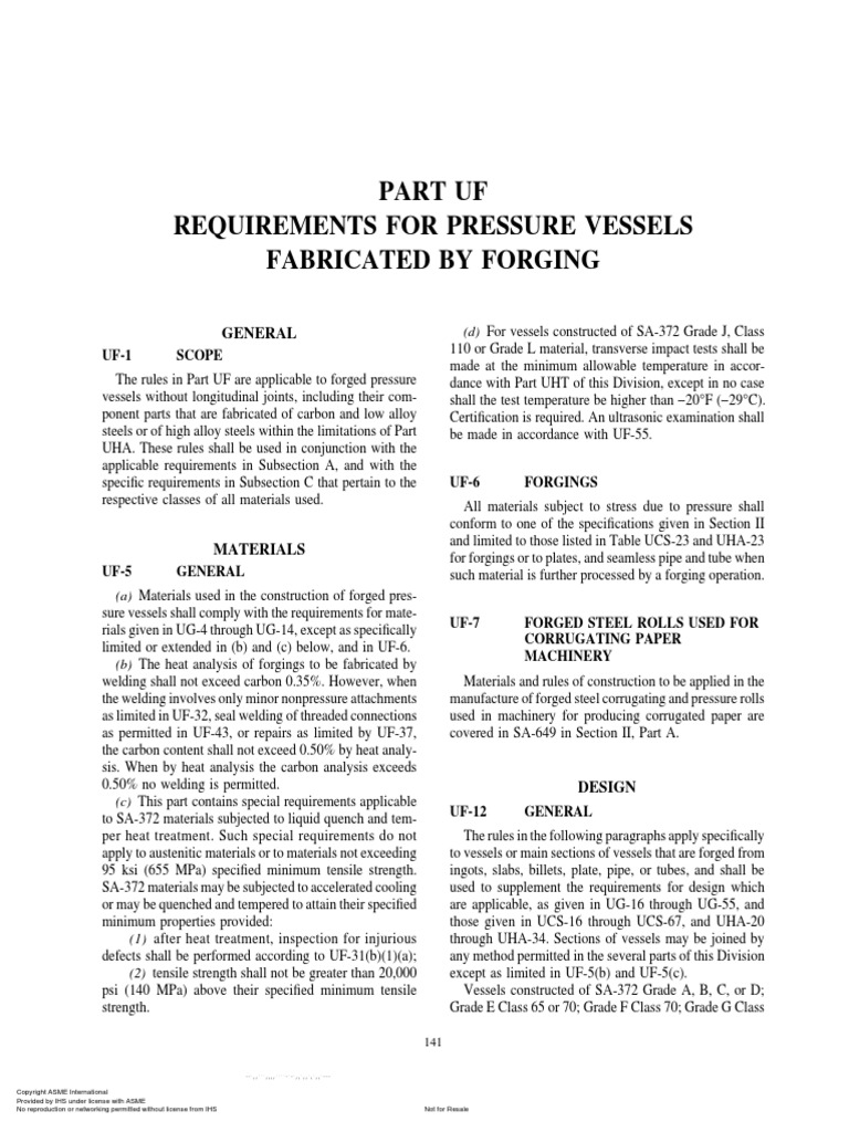 SEC VIII D1 B PT UF - Part UF Requirements For Pressure Vessels ...