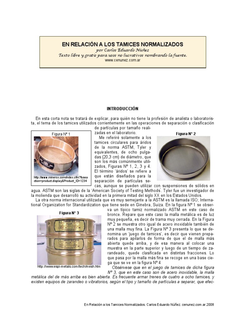Tamices Normalizados: Guía y Uso | PDF | Naturaleza