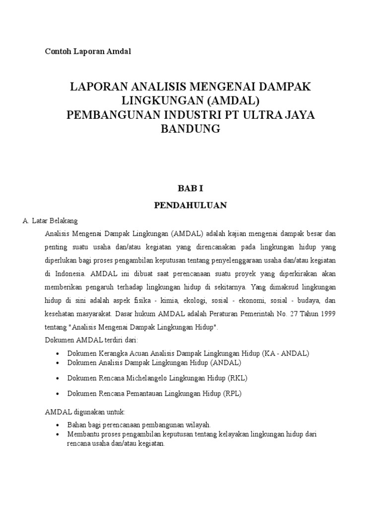 Contoh Laporan Amdal | PDF | Sains & Matematika