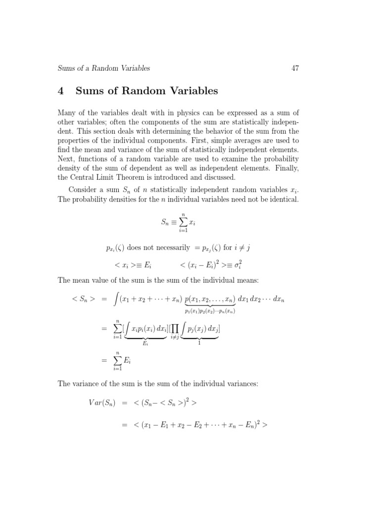 Sums of A Random Variables | PDF | Normal Distribution | Mean