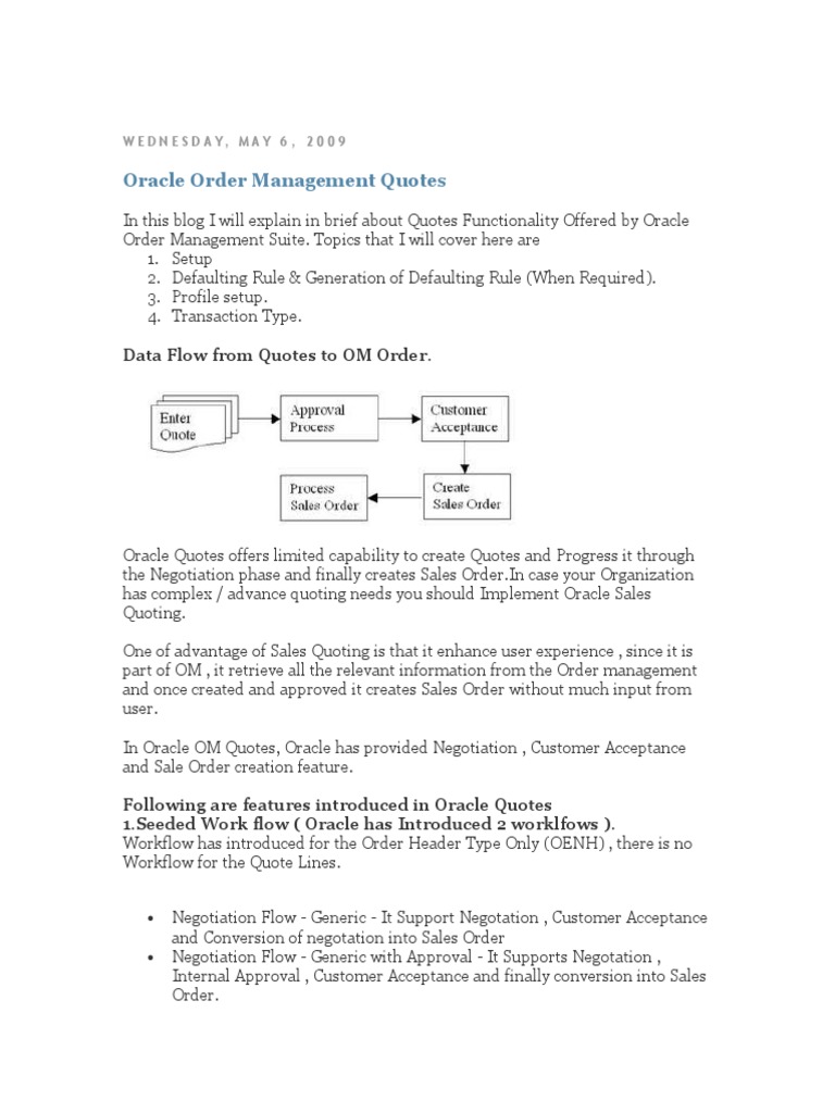 Oracle Order Management Quotes | PDF | Workflow | Negotiation