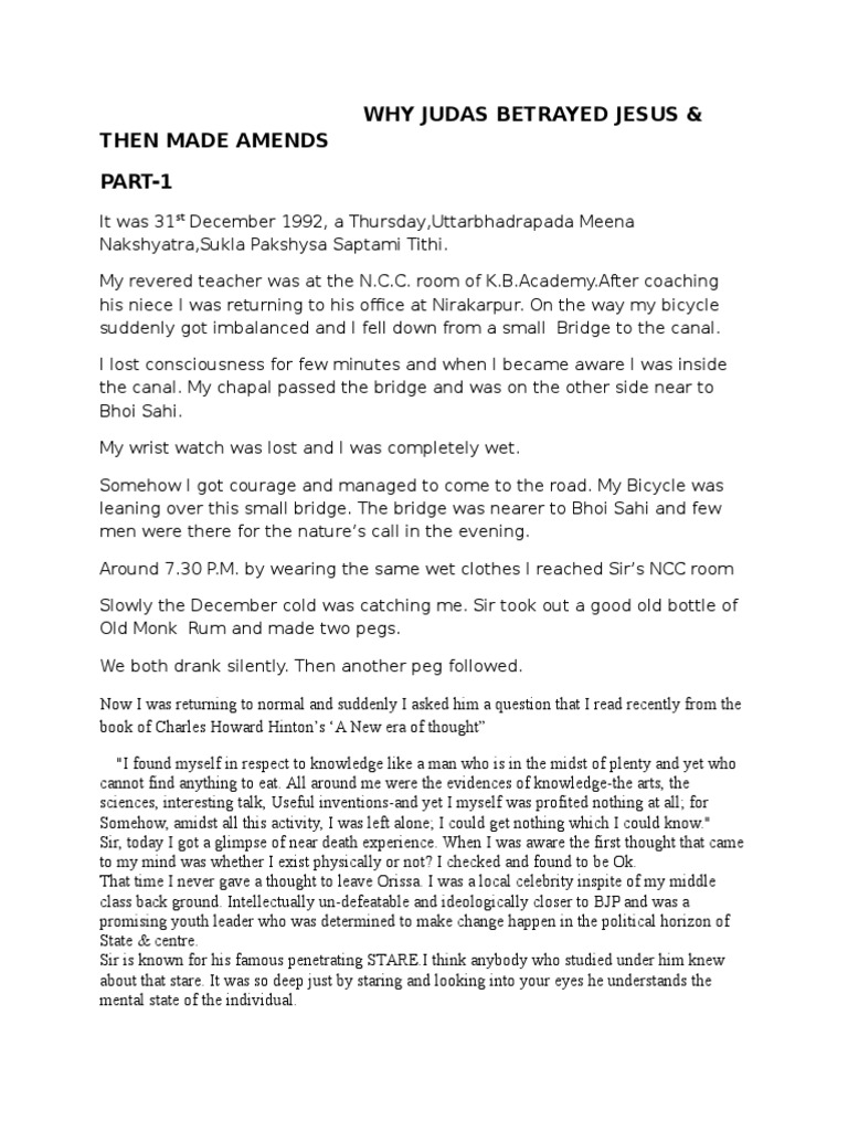 Why Judas Betrayed Jesus & Then Made Amends PART-1 | PDF