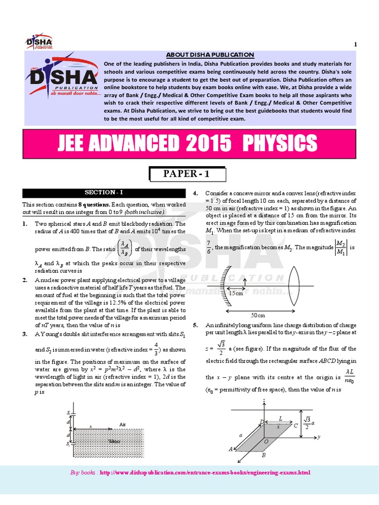 JEE-Advance Physics 2015 Paper | PDF | Gases | Electron