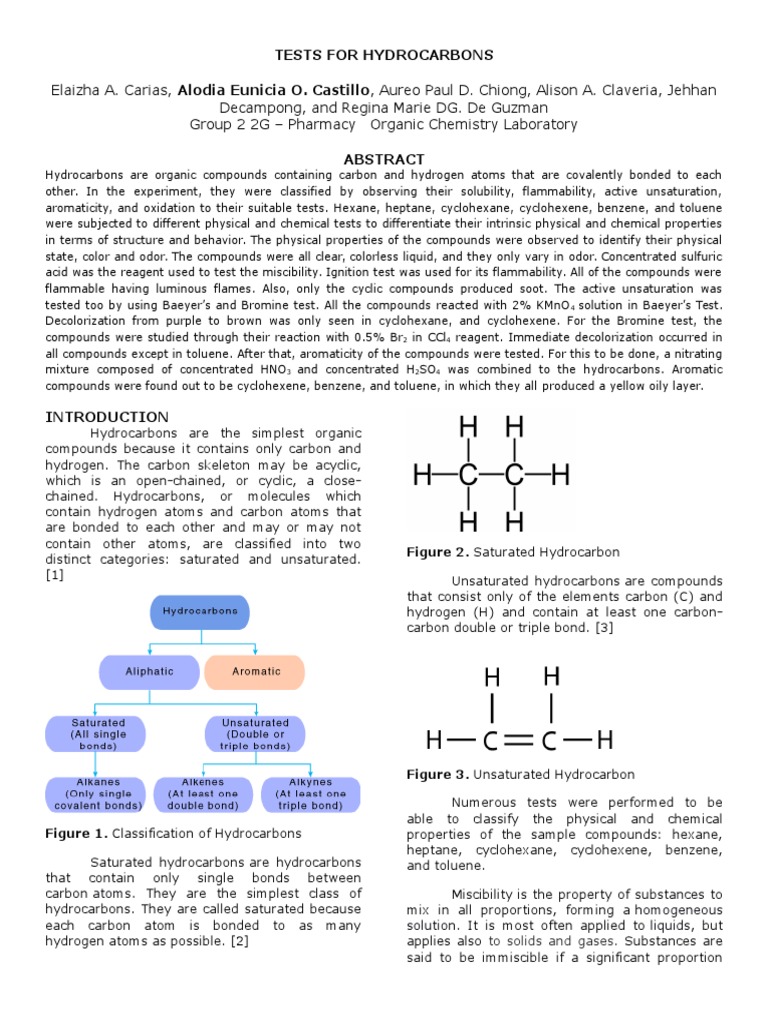 Tests For Hydrocarbons | PDF | Hydrocarbons | Alkene
