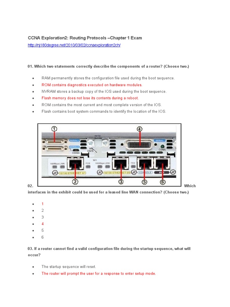 CCNA Exploration2 - Routing Protocols and Concepts - Chapter 1 Exam | PDF | Network Protocols ...