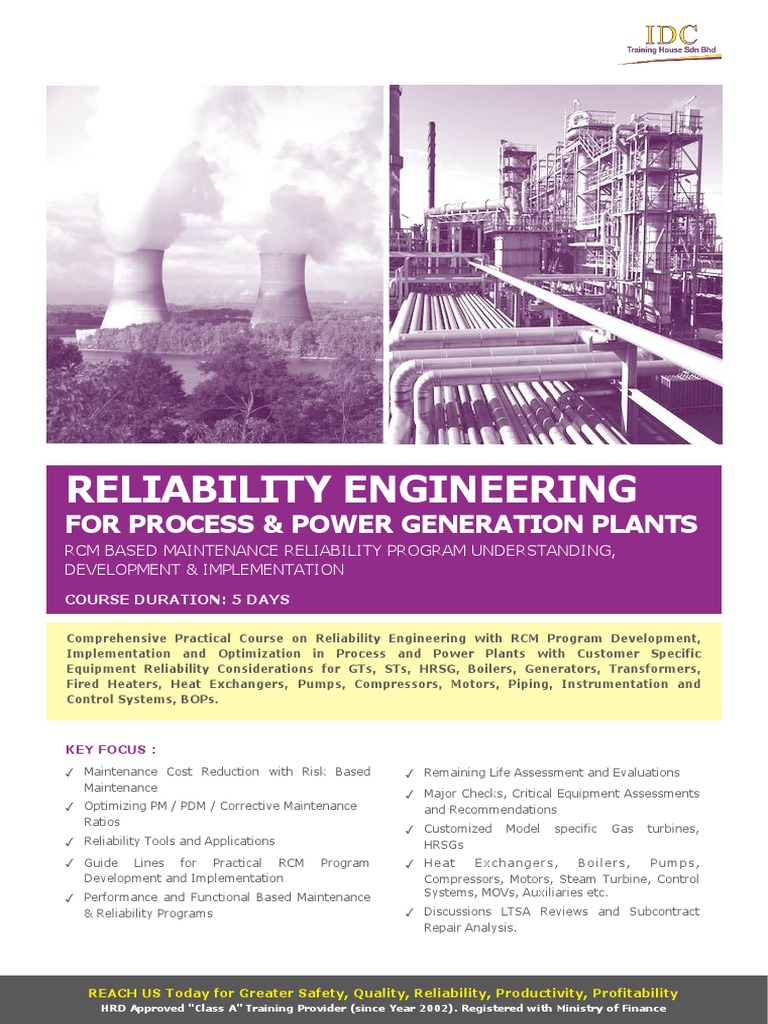 Reliability Engineering Course for Plants | PDF | Reliability Engineering | Payments