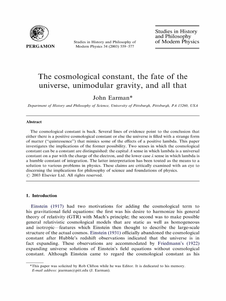 The Cosmological Constant, The Fate of The Universe, Unimodular Gravity ...