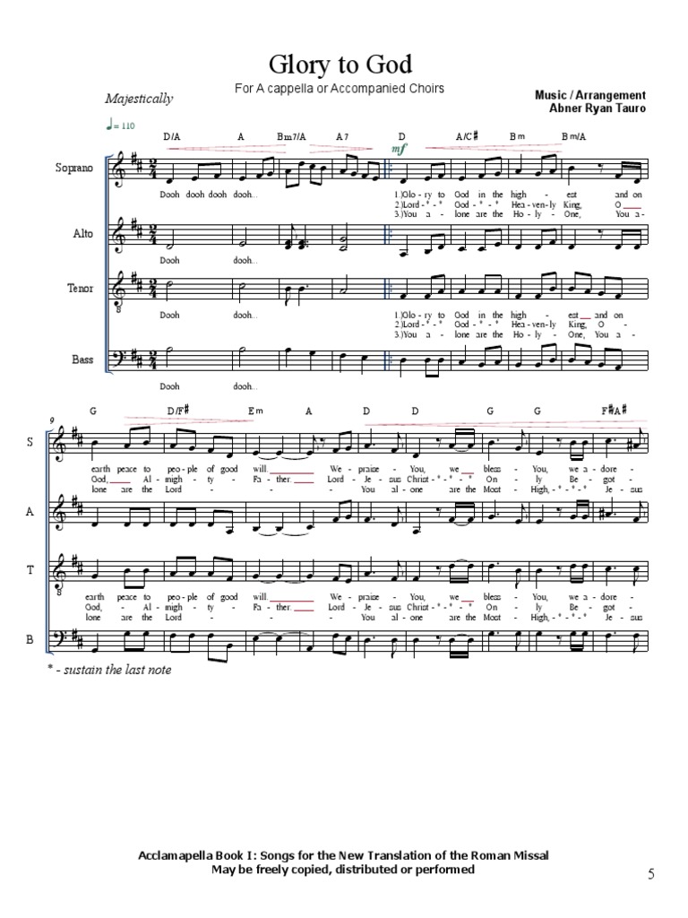 Glory to God SATB Sheet Music | PDF | Choir | Singing