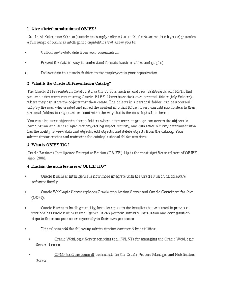 Give A Brief Introduction Of Obiee Oracle Weblogic Server Scripting Tool Wlst Pdf Oracle