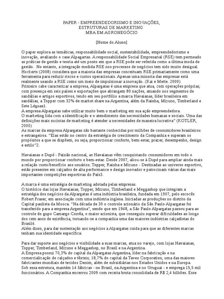 Modelo de Position Paper | PDF | Inovação | Empreendedorismo