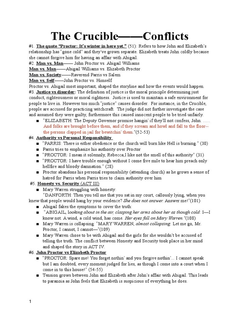 The Crucible - Conflicts: " Proctor: It ' S Winter in Here Yet. " (51 ...