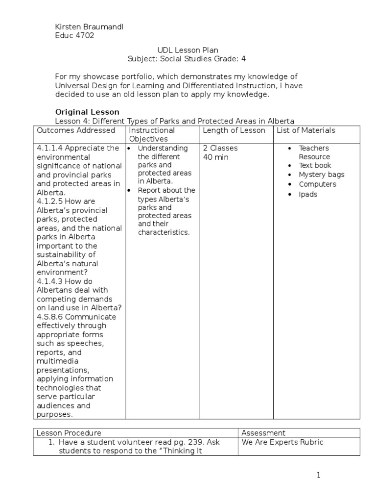 Udl Lesson Plan | PDF | Lesson Plan | Educational Assessment
