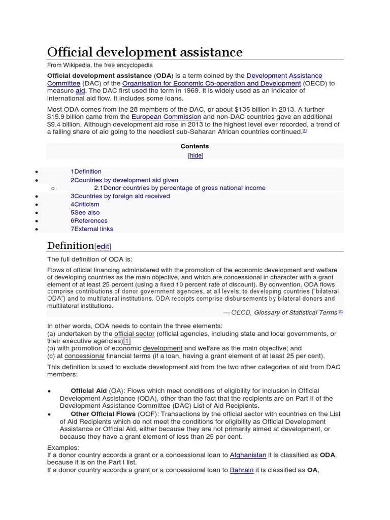 Official Development Assistance | PDF | Official Development Assistance ...
