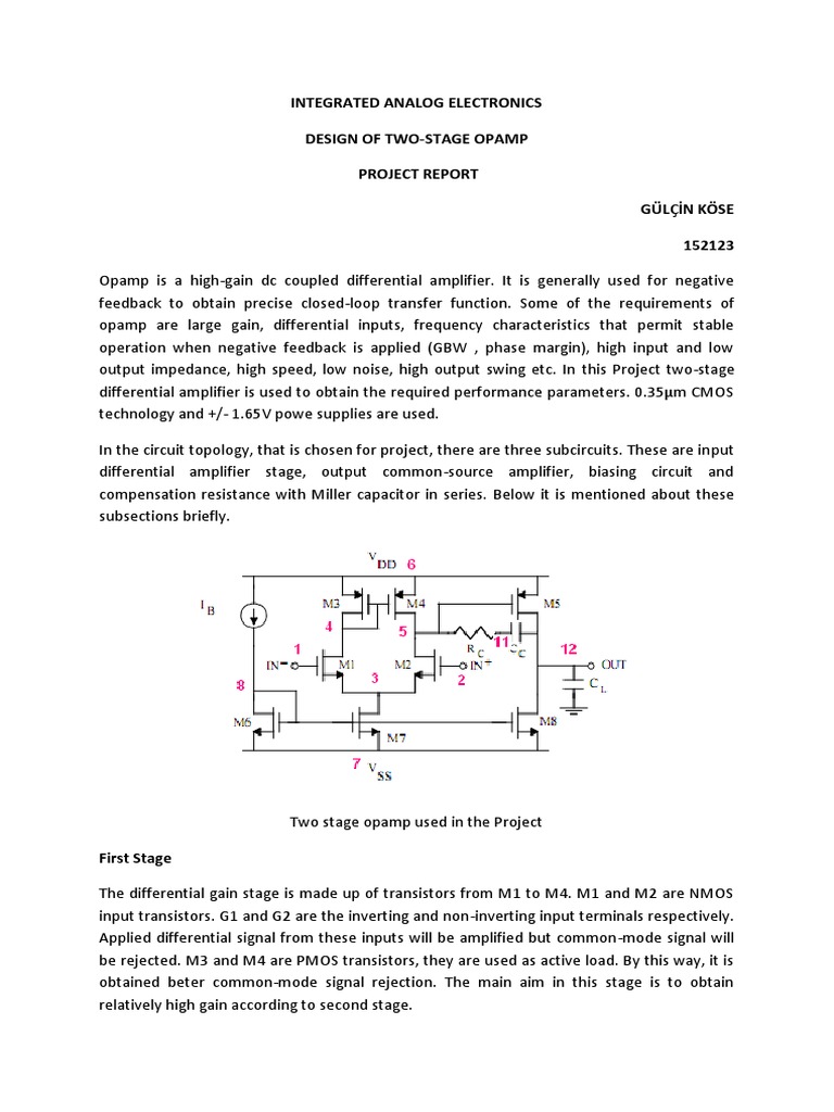 Integrated Analog Electronics Design of Two-Stage Opamp Project Report ...