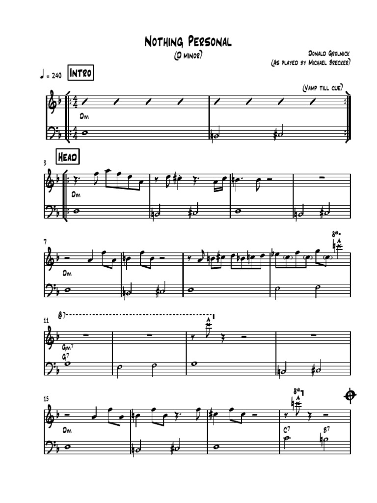 Nothing Personal (D Minor Key) | PDF