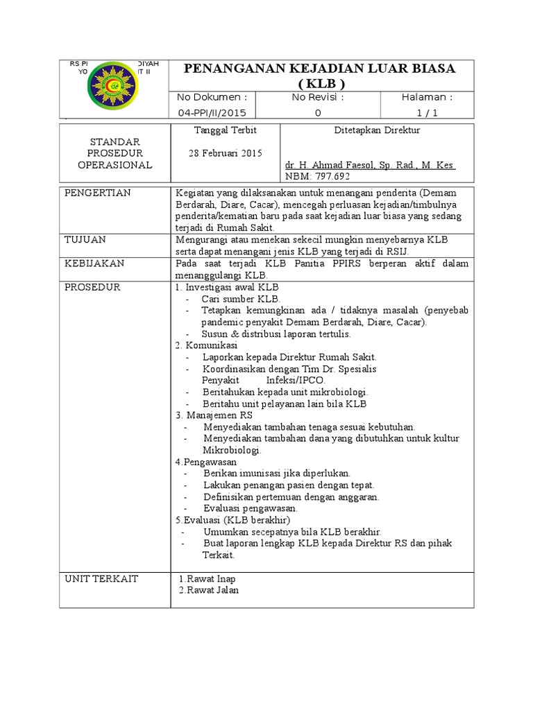 Spo Penanganan KLB | PDF | Pengembangan Diri | Kesehatan Holistik