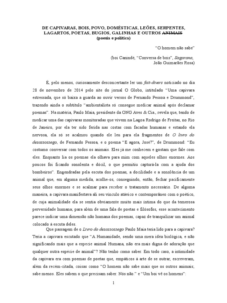 Poemas Acalmam Capivara Ferida | PDF | Poesia | Homo Sapiens