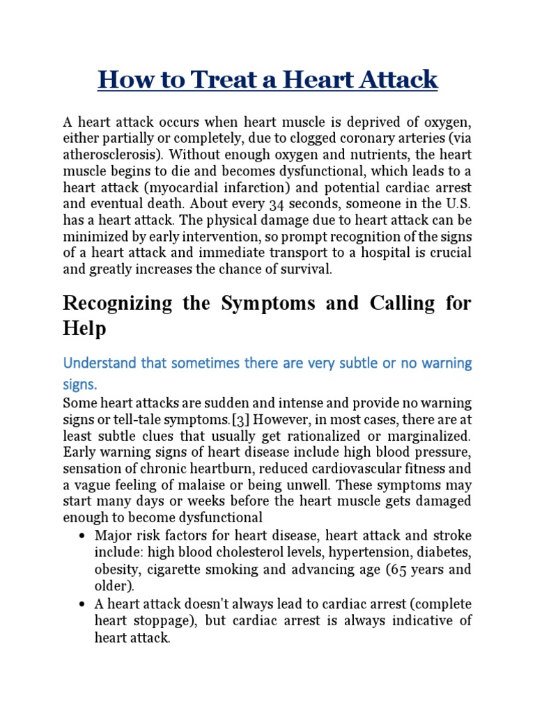 How To Treat A Heart Attack | PDF | Myocardial Infarction ...