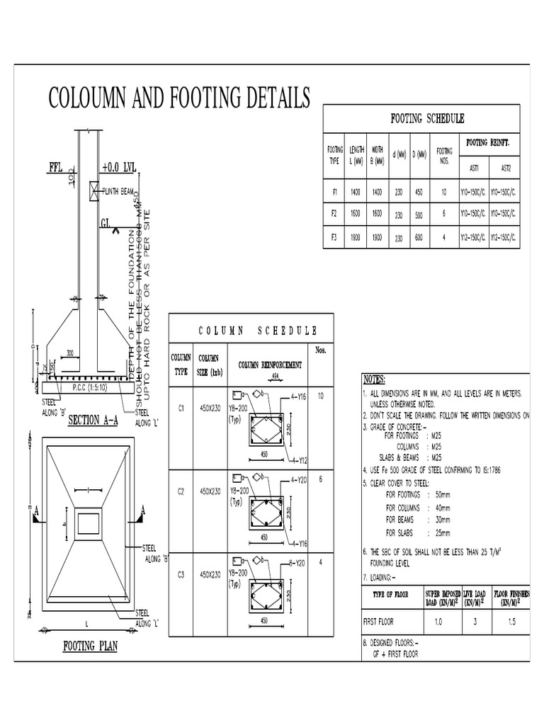 Coloumn and Footing Details | PDF | Technology & Engineering