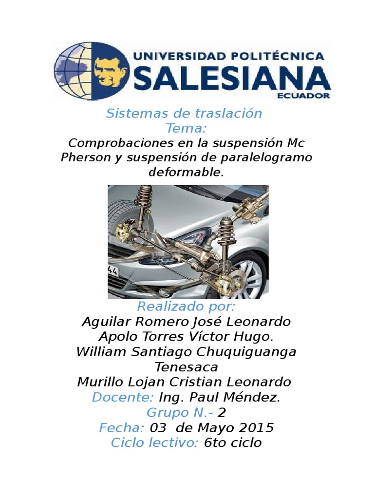 Comprobaciones de La Suspencion MC Pherson | PDF | Suspensión (Vehículo) | Direccion