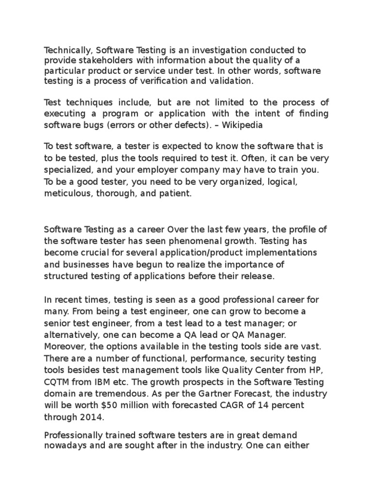 Scope and Growth of Software Testing Industry | PDF | Software Testing ...
