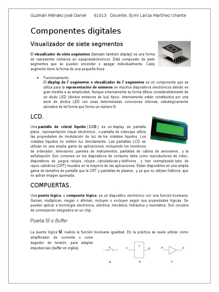 Componentes Digitales | PDF | Puerta lógica | Electrónica digital