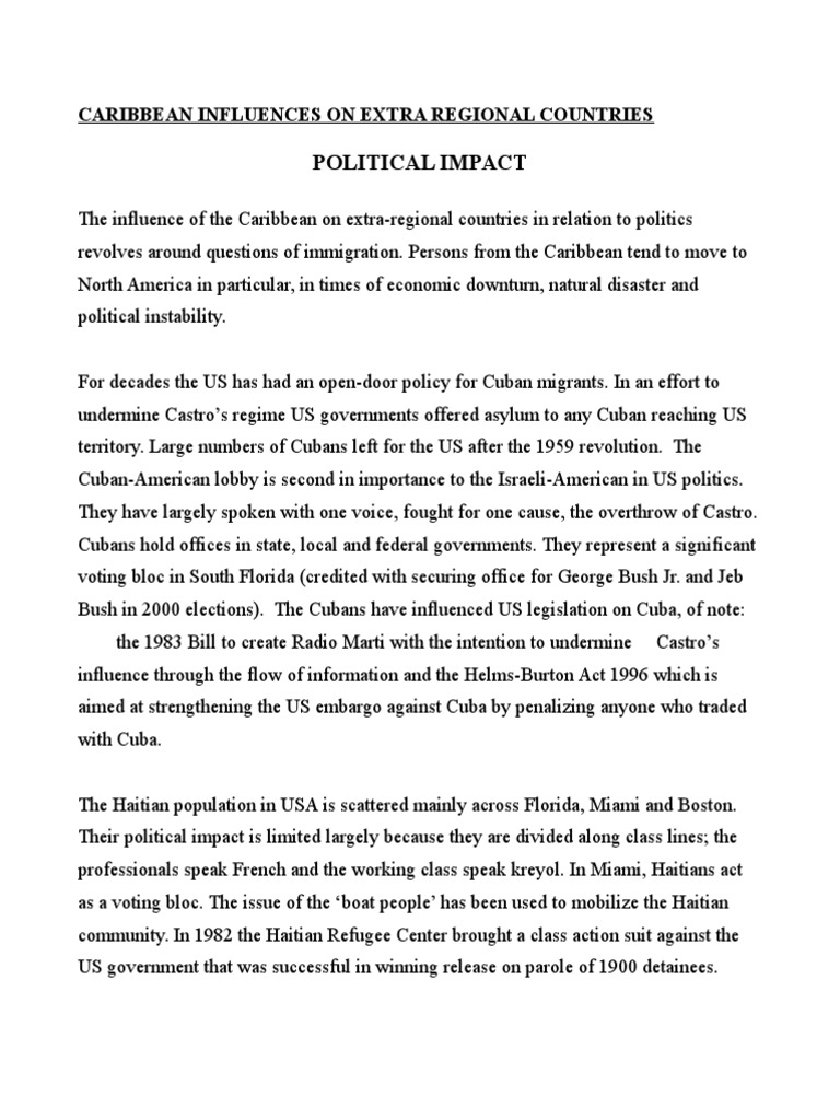 Impact of Caribbean Culture On Extra Regional Societies | PDF | Cuba ...