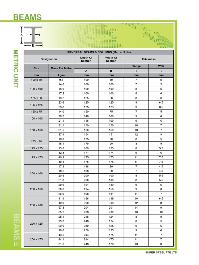 Universal Beam Dimension and Weight - BEAM - Metric PDF | PDF | Nature