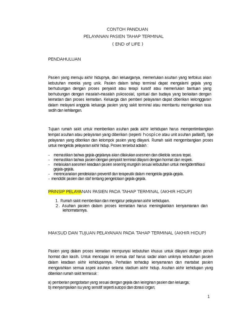 Panduan Pelayanan Pasien Tahap Terminal | PDF