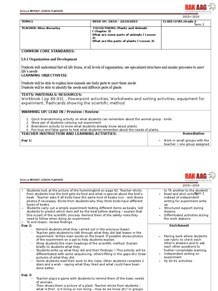 lesson plan week 2 | Scientific Method | Experiment