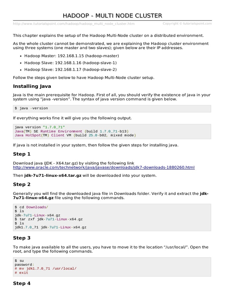 Hadoop Multi Node Cluster Pdf Apache Hadoop Secure Shell