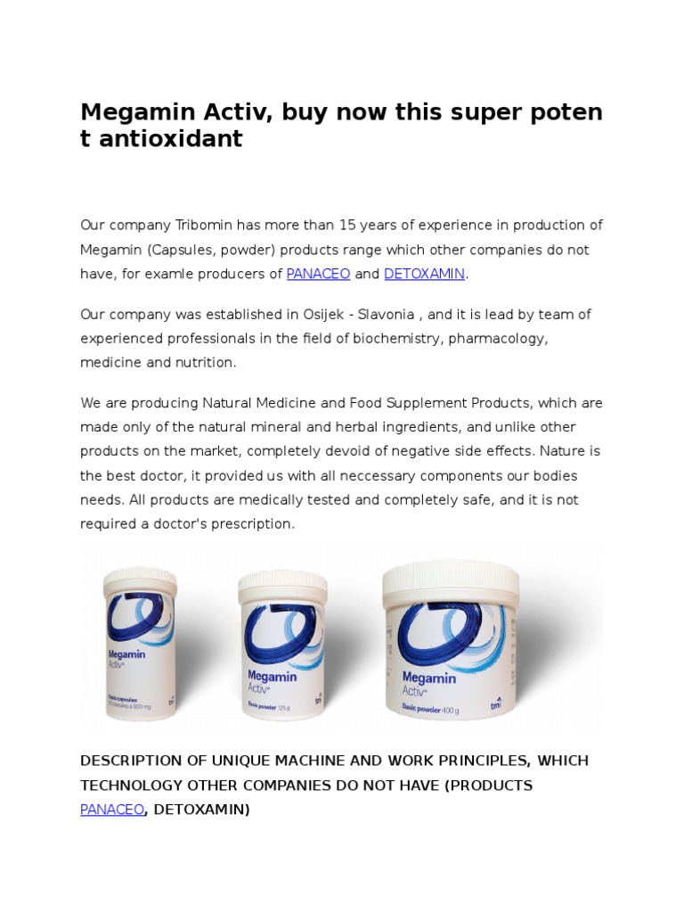 Megamin Activ, Buy Now This Super Potent Antioxidant | PDF | Friction ...