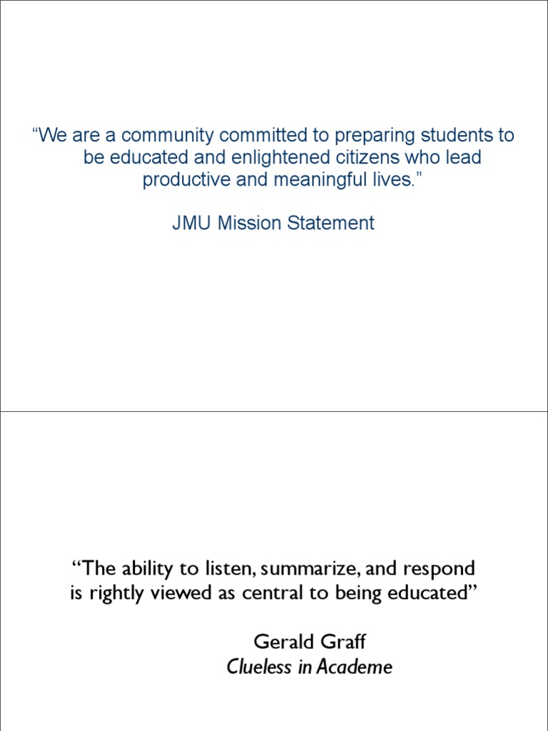 JMU Cluster One and Two Learning Goals | PDF | Critical Thinking ...