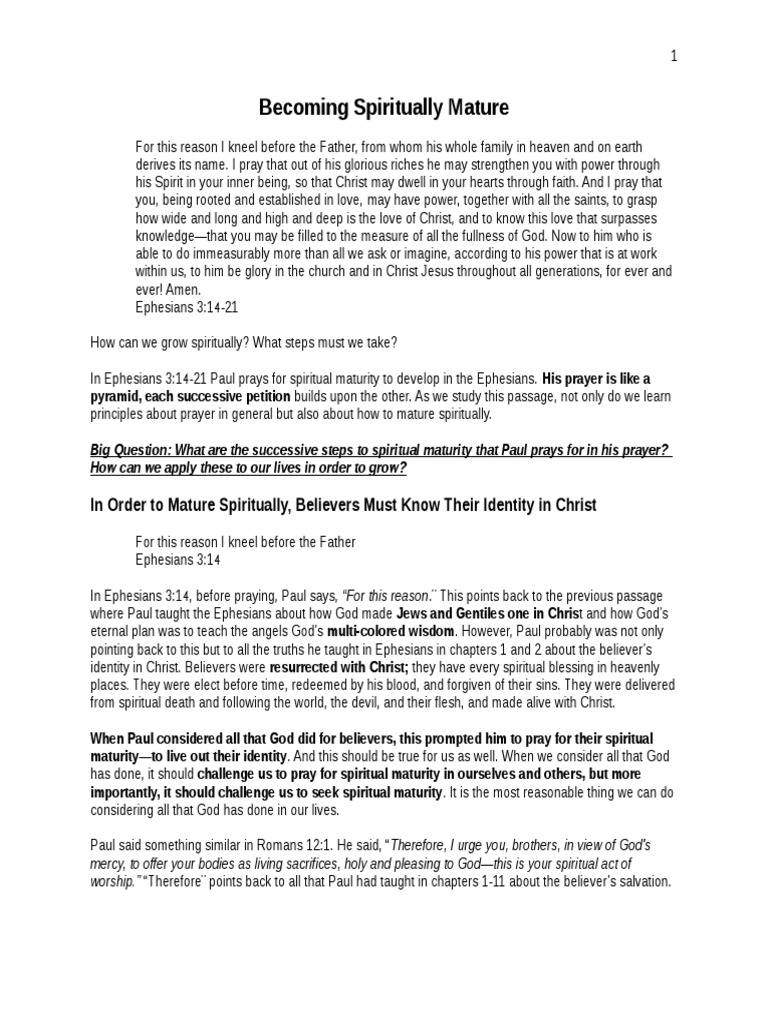 Steps to Spiritual Maturity in Ephesians | PDF | Prayer | First Epistle ...