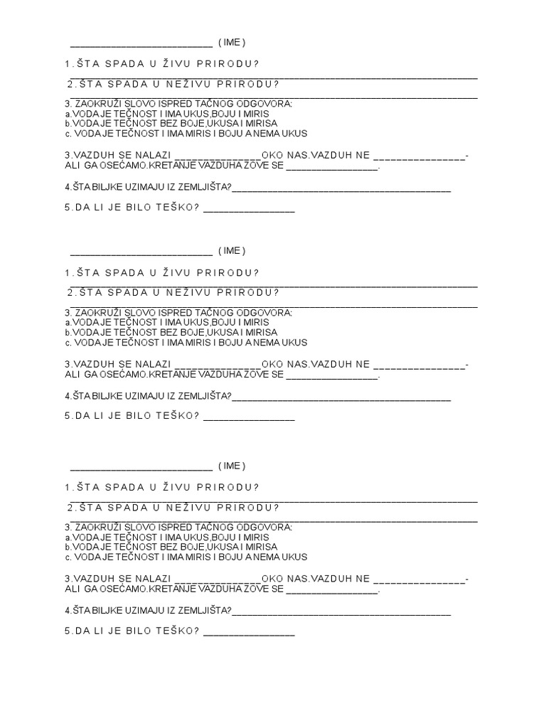 Ziva I Neziva Priroda - Nast - List | PDF
