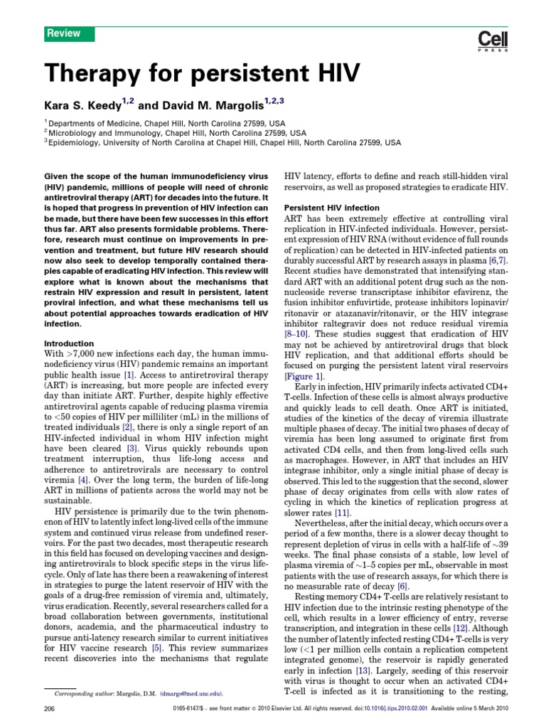 Therapy For Persistent HIV | PDF | Management Of Hiv/Aids | Hiv/Aids