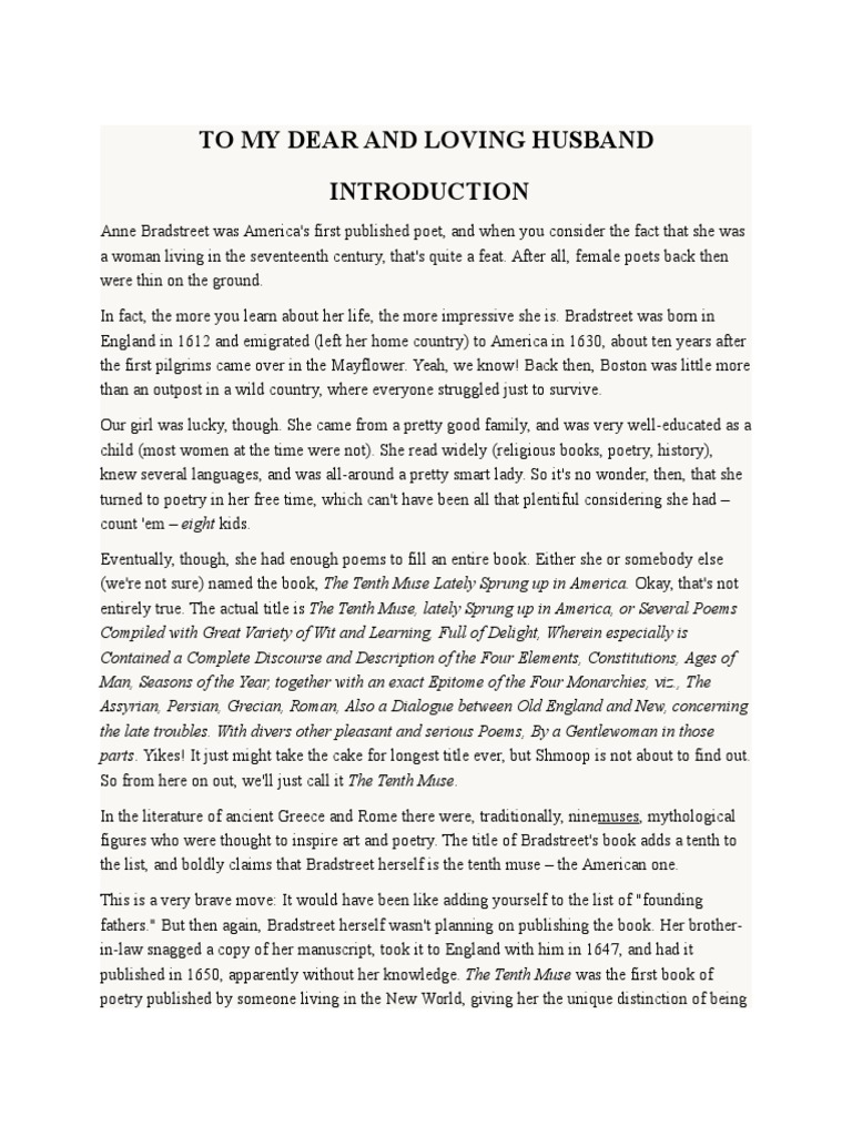 To My Dear and Loving Husband | PDF | Poetry