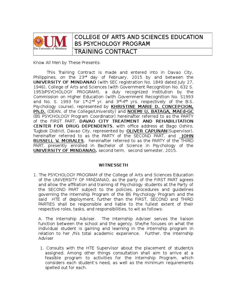OJT Contract for Clinical Setting | Internship | Academia