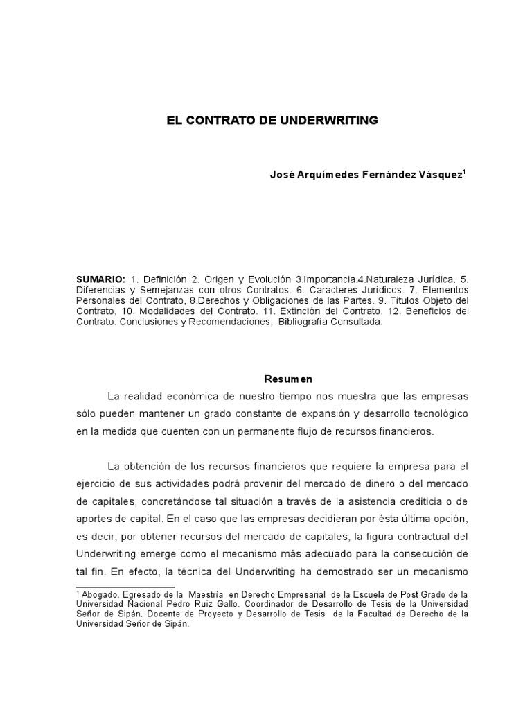 Contrato de Underwriting: Definición y Proceso | PDF