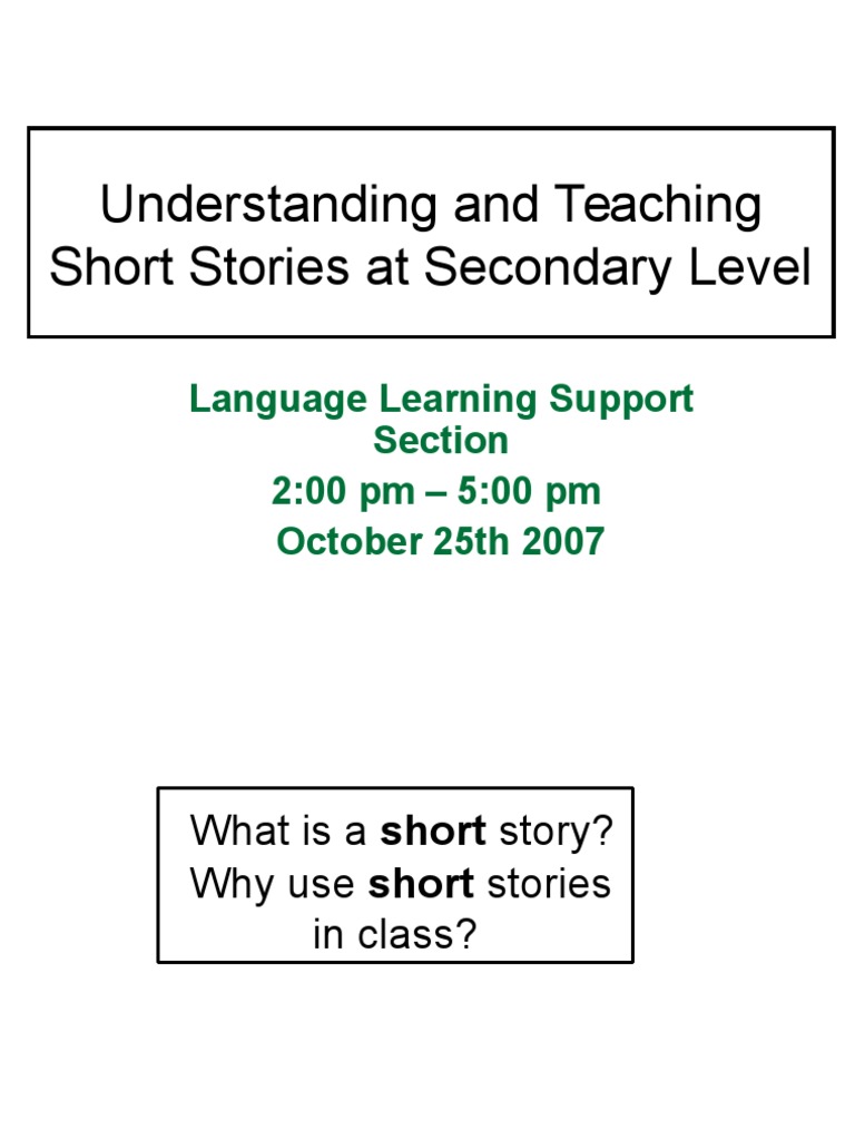 Understanding and Teaching Short Stories Handout Version | PDF | Short ...