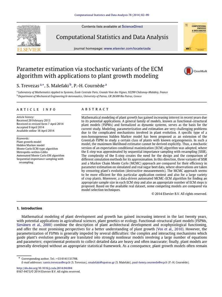 Parameter Estimation Via Stochastic Variants Of The Ecm Algorithm With Applications To Plant