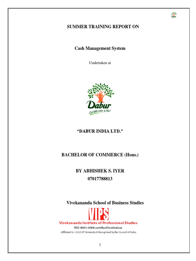 SUMMER TRAINING REPORT - Final (Abhishek Iyer) PDF | PDF | Cheque ...
