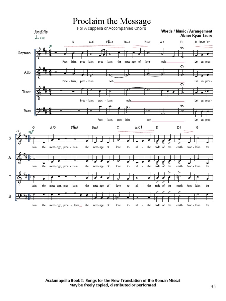 Proclaim The Message - SATB A Cappella | PDF | Choir | Singing