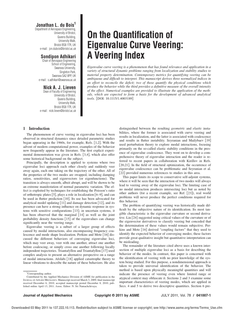 Curve Veering | PDF | Eigenvalues And Eigenvectors | Normal Mode