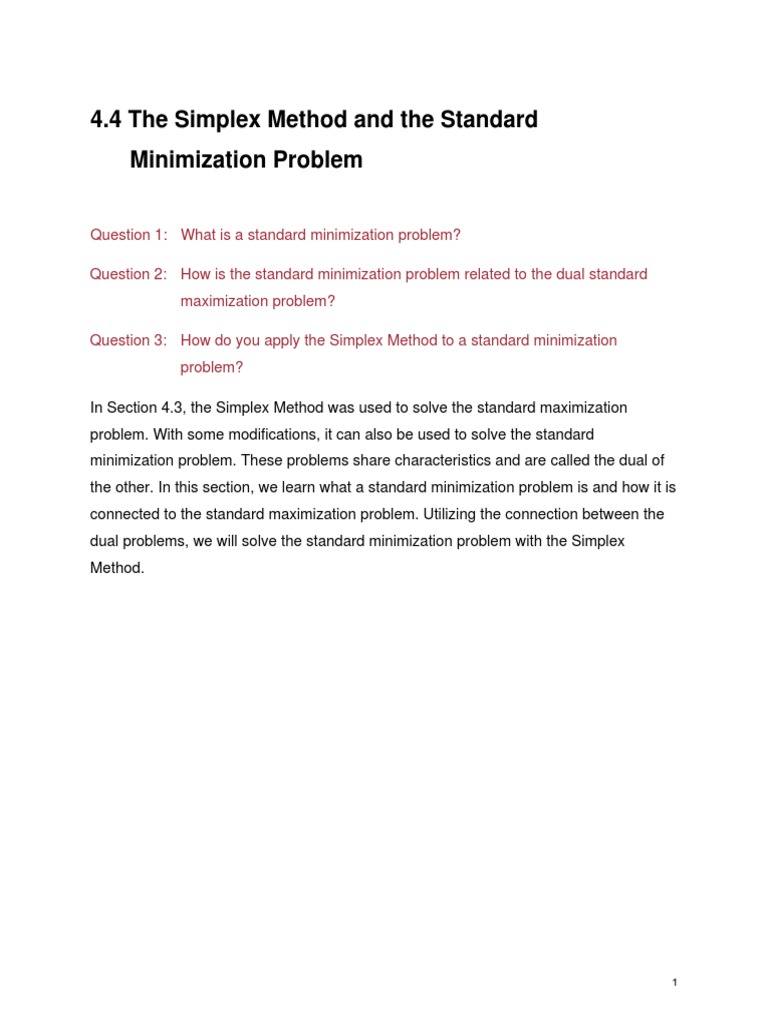 Simplex Minimization Problem | PDF | Mathematical Optimization | Linear ...